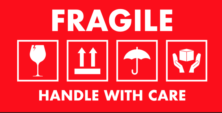 Fragile label to print 4″X 2″ Red Label - Free Printable Labels